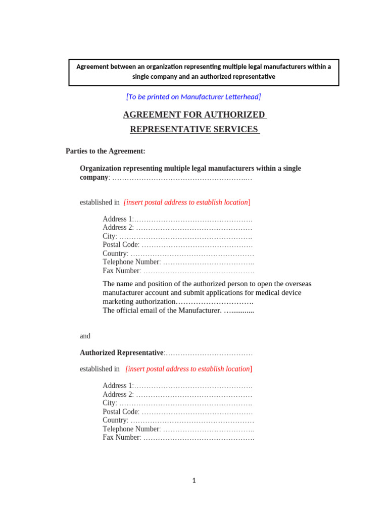 Mandate Template Multiple 0 | PDF | Medical Device