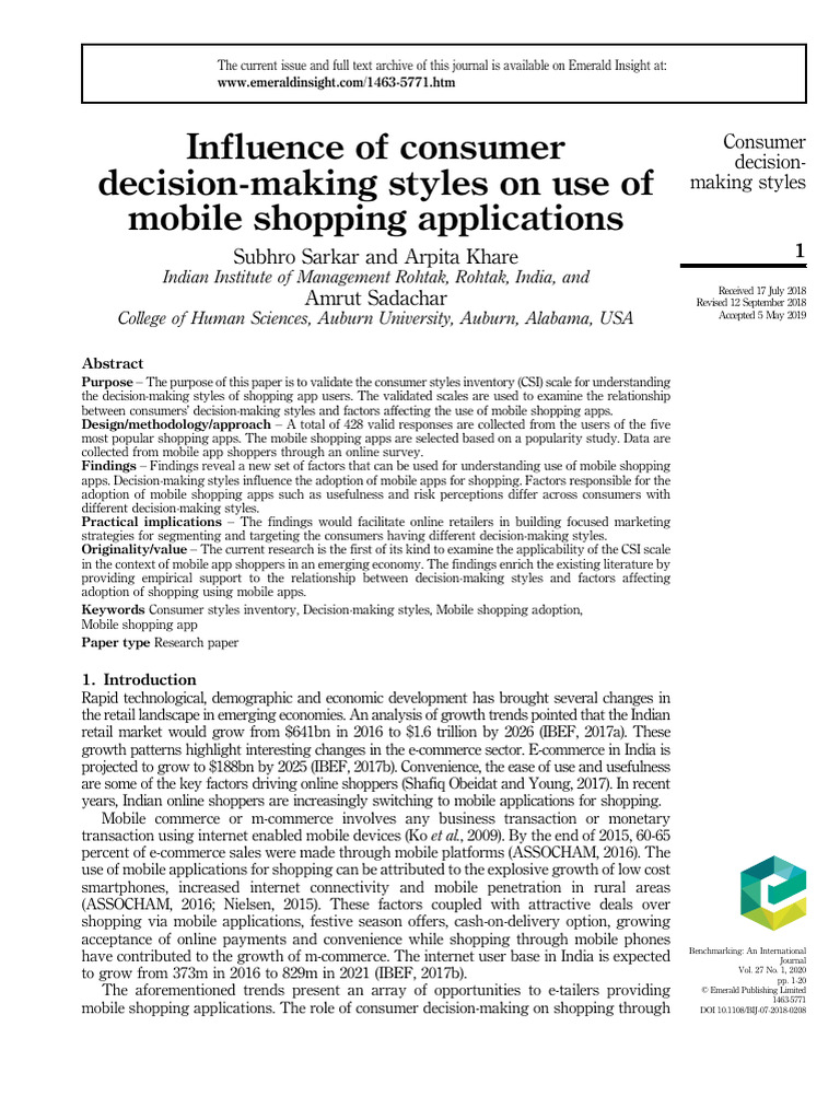 Consumer Decision Styles in Mobile Shopping | PDF | Retail | E Commerce
