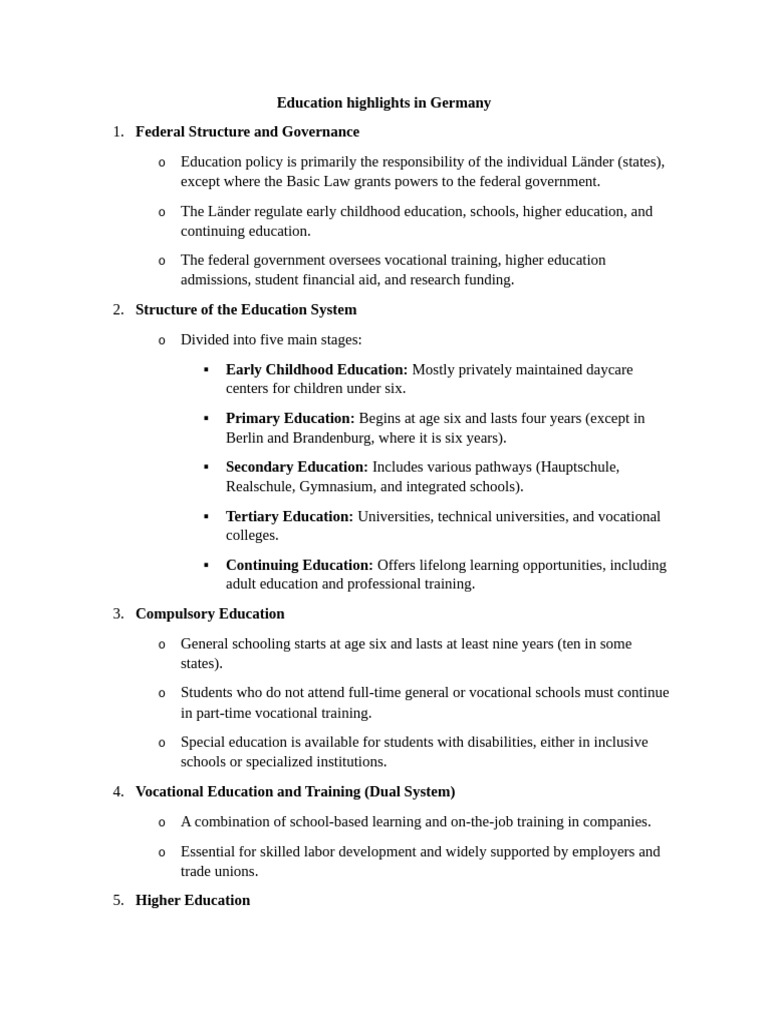Overview of Germany's Education System | PDF | Vocational Education ...