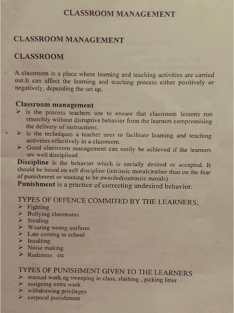 H.E, classroom management | PDF