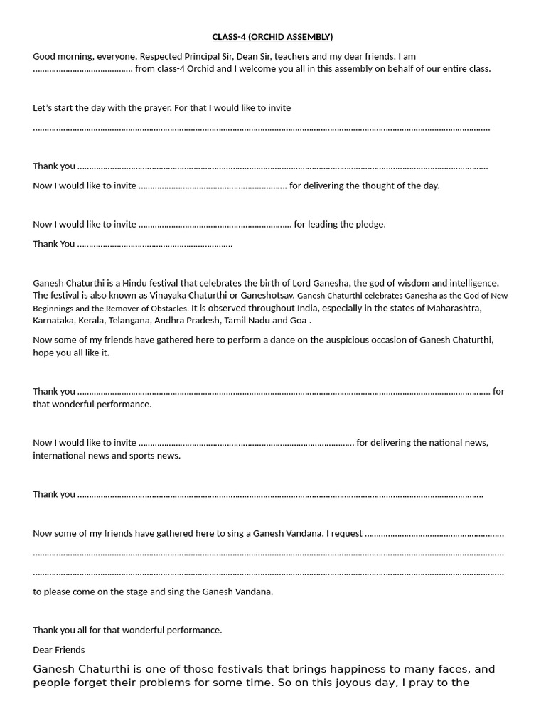 Assembly Schedule | PDF