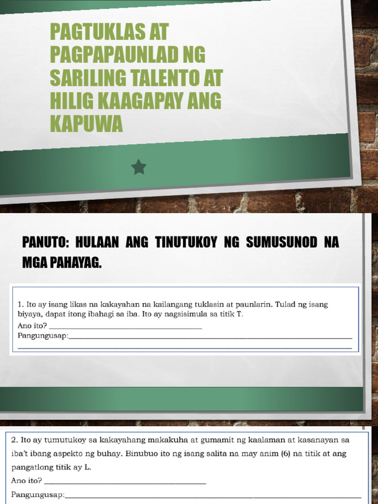 Pagtuklas at Pagpapaunlad NG Sariling Talento at Hilig | PDF