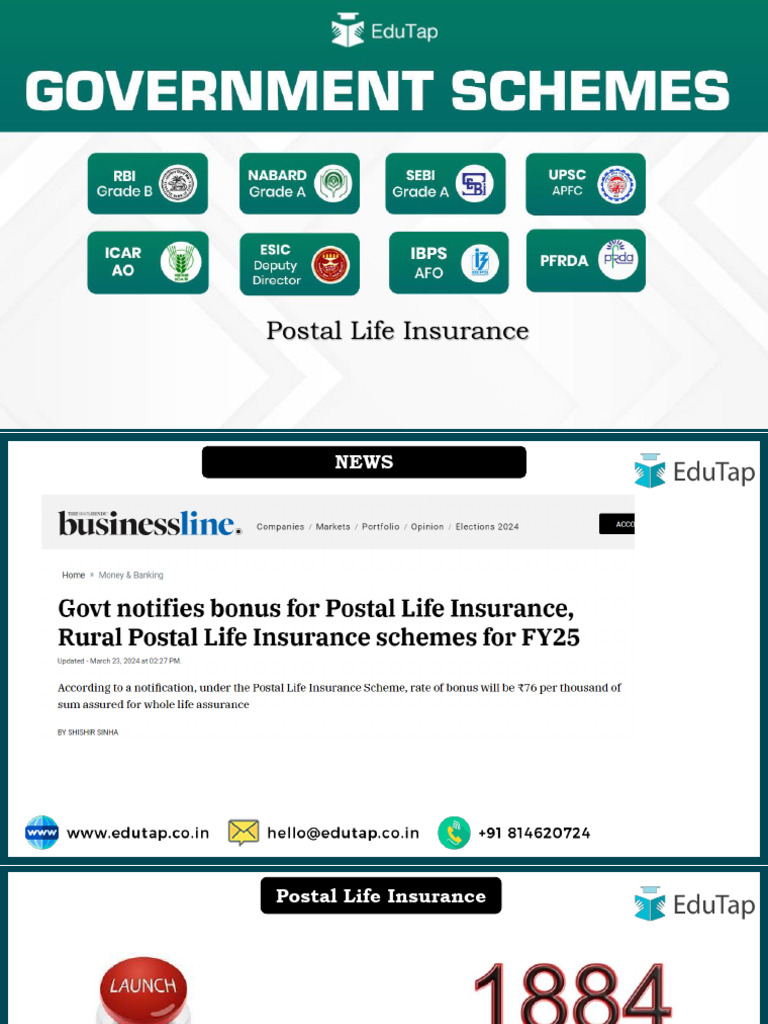 31st May 2024 - Postal Life Insurance - Government Schemes | PDF
