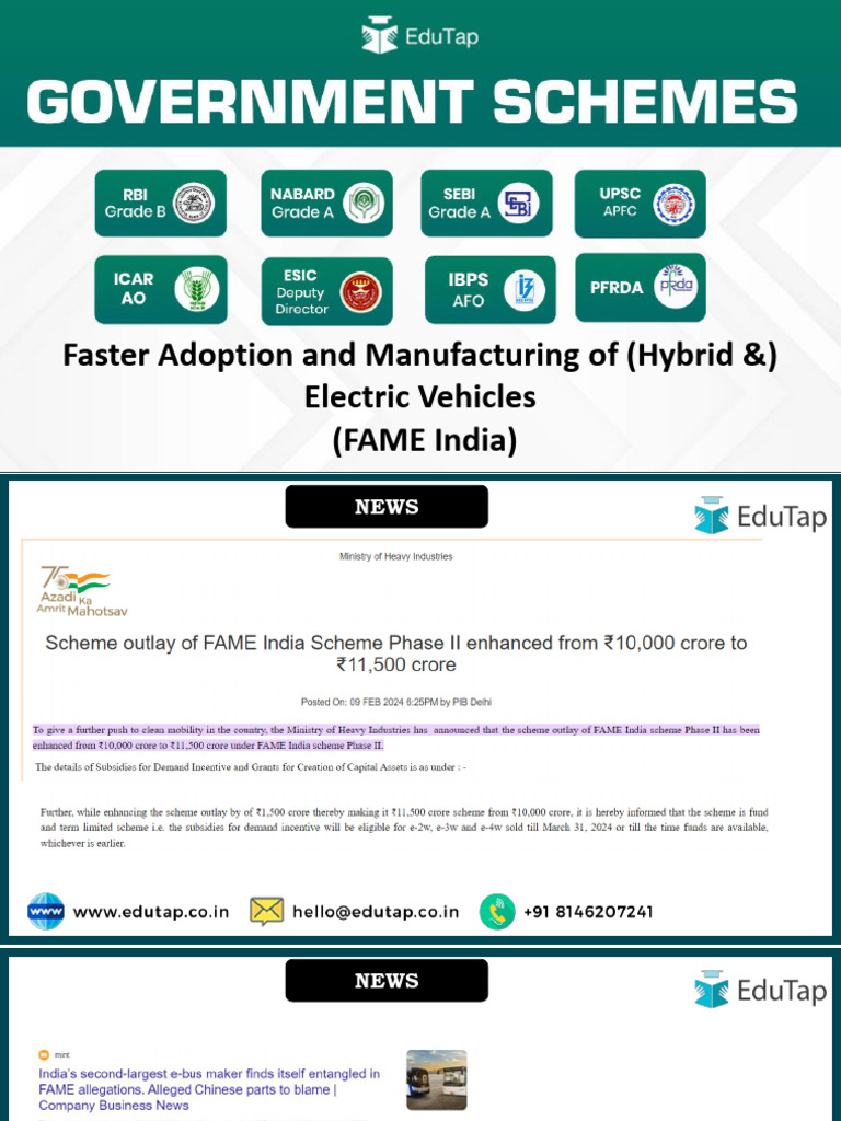3rd May 2024- FAME Scheme- Government Schemes | PDF | Electric Vehicle ...