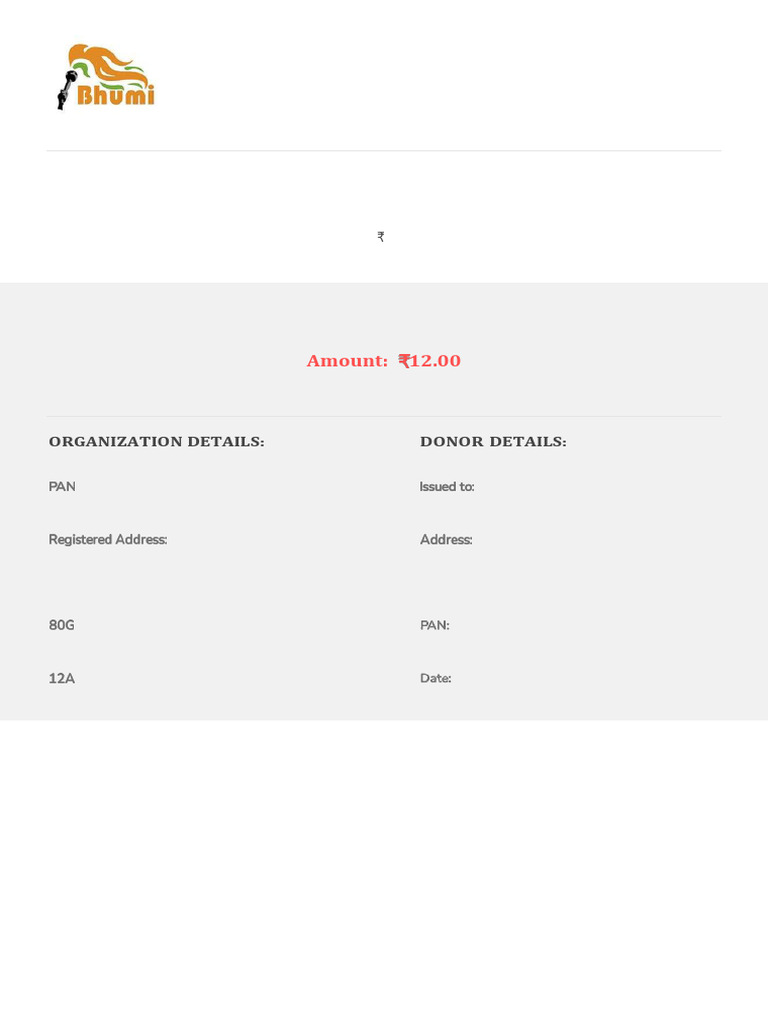 Donation Receipt for Subhro Mondal | PDF