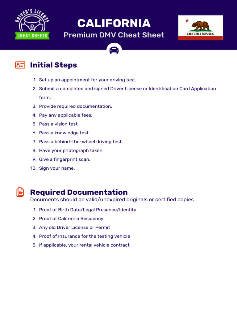 DMV Cheat Sheet California en Car Premium | PDF | Traffic | Traffic Light