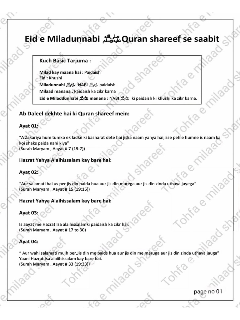 Tohfa e Milaad Shareef | PDF