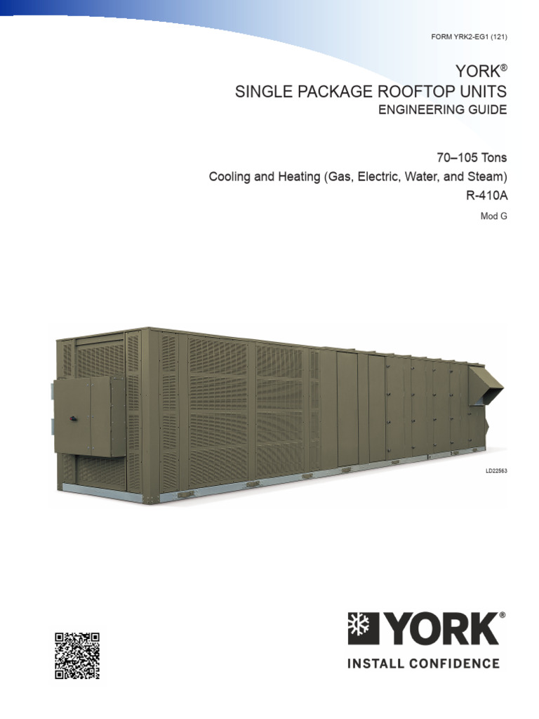 YORK 70-105 Ton Rooftop Unit Guide | PDF | Duct (Flow) | Ventilation ...
