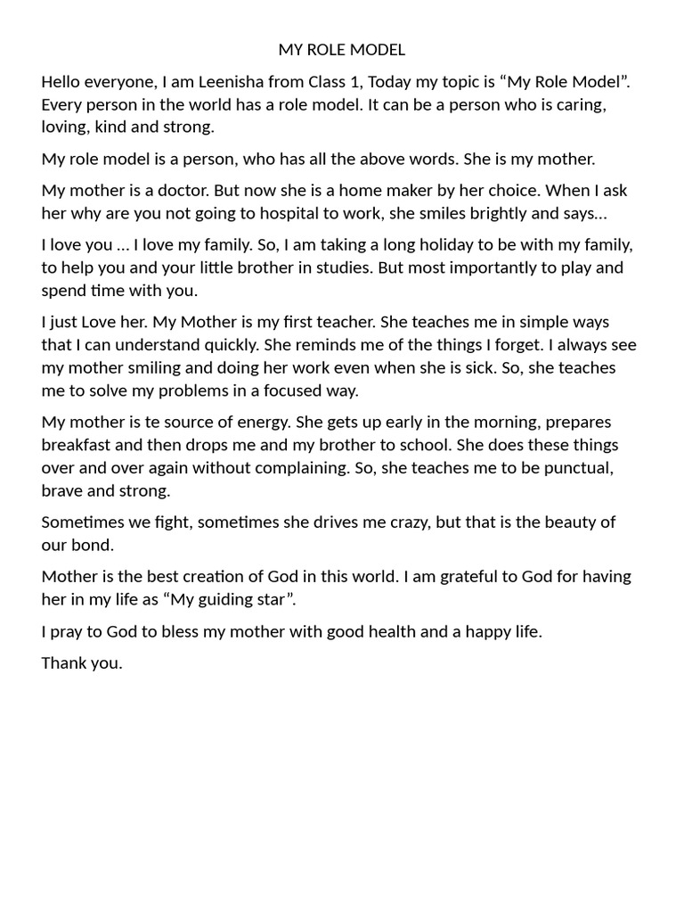My Role Model: A Tribute to My Mother | PDF