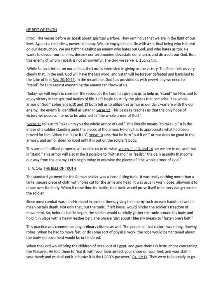 the belt of truth | PDF | Religious Belief And Doctrine | Christian Belief And Doctrine