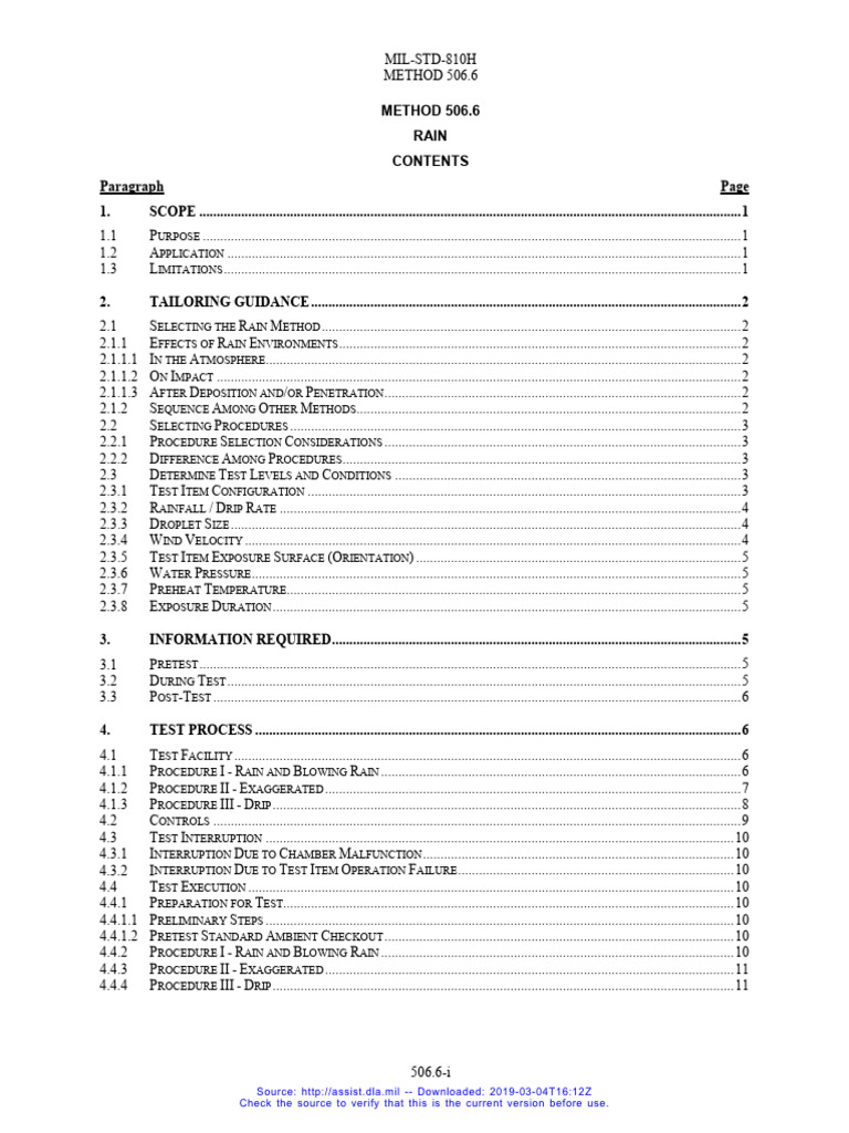 MIL STD 810H Method 506.6 Rain | PDF | Rain | Drop (Liquid)