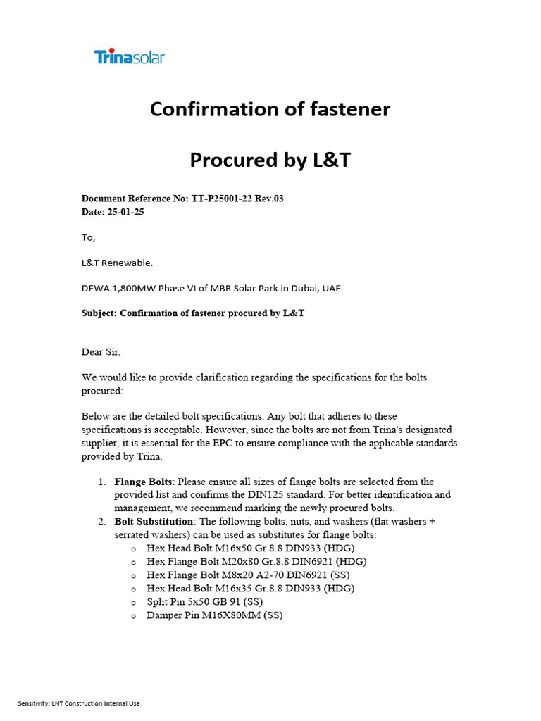 Confirmation of Fastener Procedured by LT - 25-Jan-25 | PDF | Nut (Hardware) | Washer (Hardware)