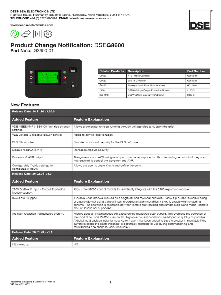 G8600 Product Change Notification | PDF | Electrical Grid | Electronic ...