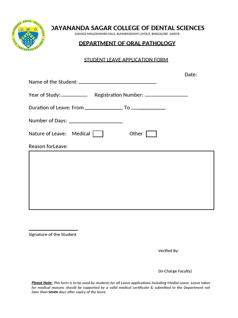 Leave Template Id For Students | PDF