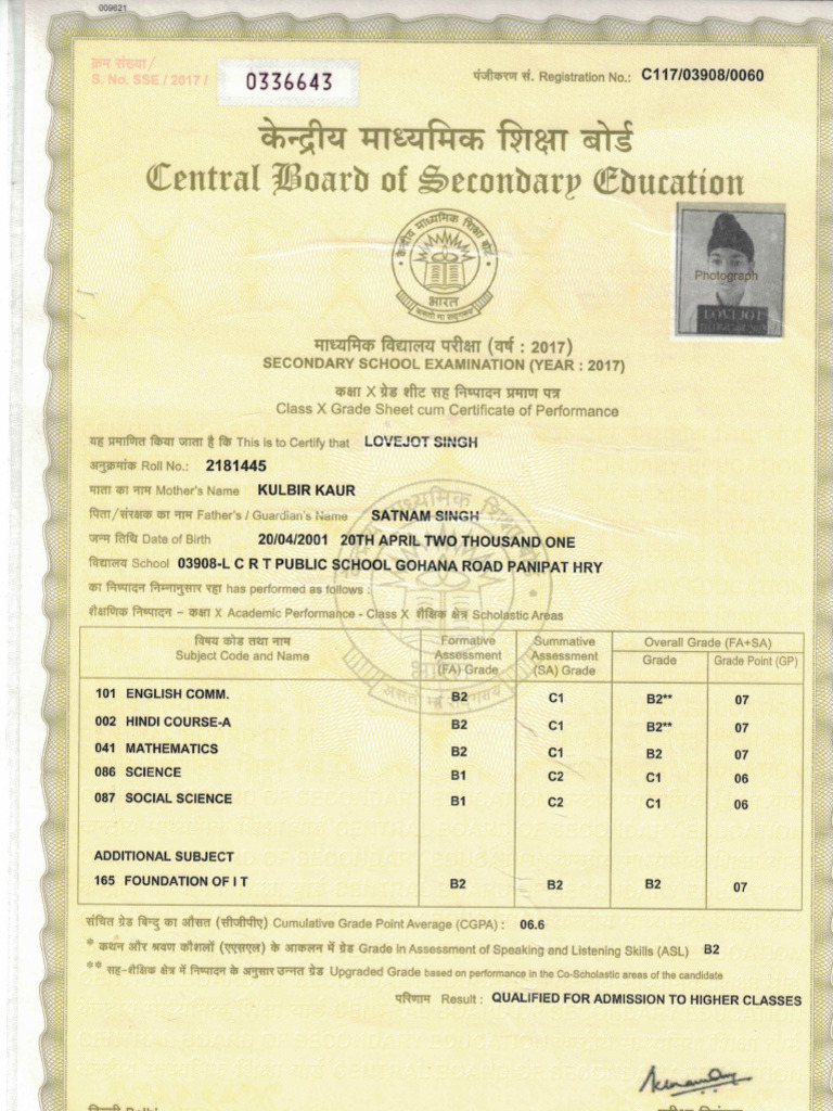 Lovejot Singh 10th, 12th DMC | PDF