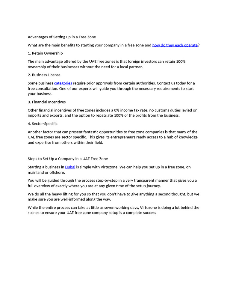 Advantages of Setting Up in A Free Zone | PDF | Taxes | Textiles
