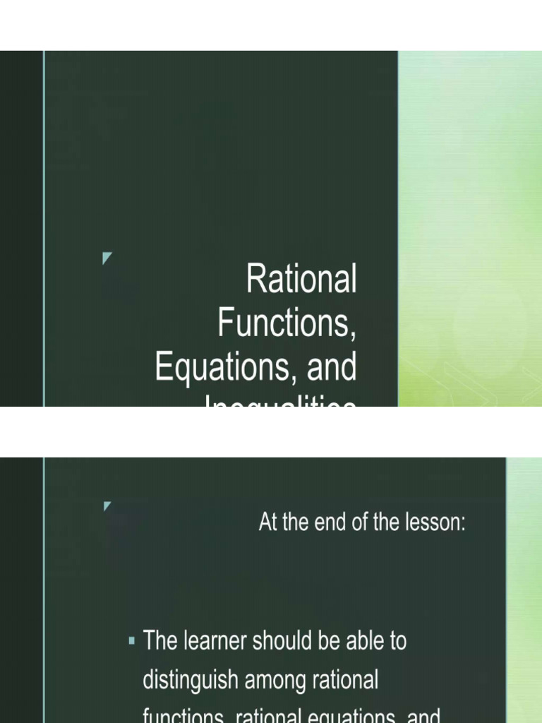 Rational Functions, Equation and Inequalities | PDF