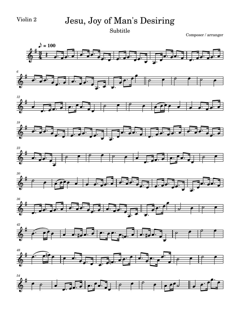 Jesu, Joy of Man's Desiring - Violin 2 | PDF