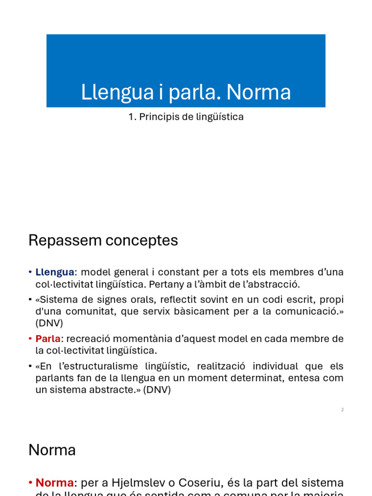 Llengua i parla. Norma | PDF