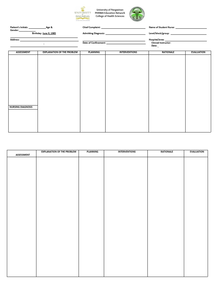Nursing Care Plan Template | PDF