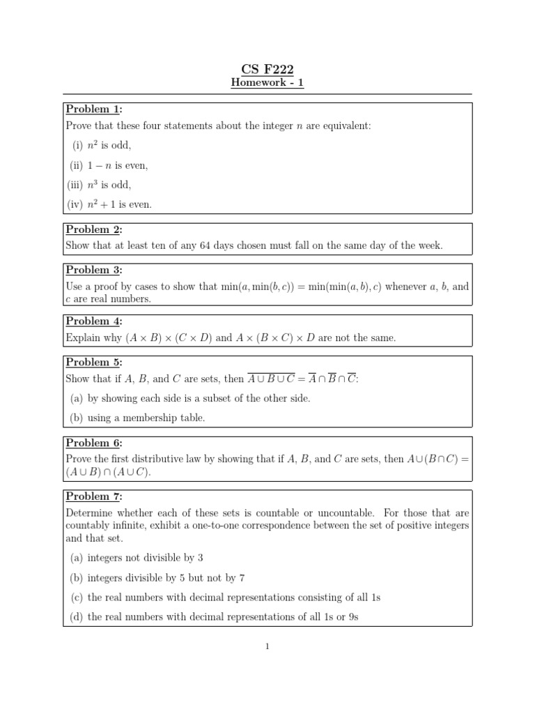 CS F222 Homework1 | PDF