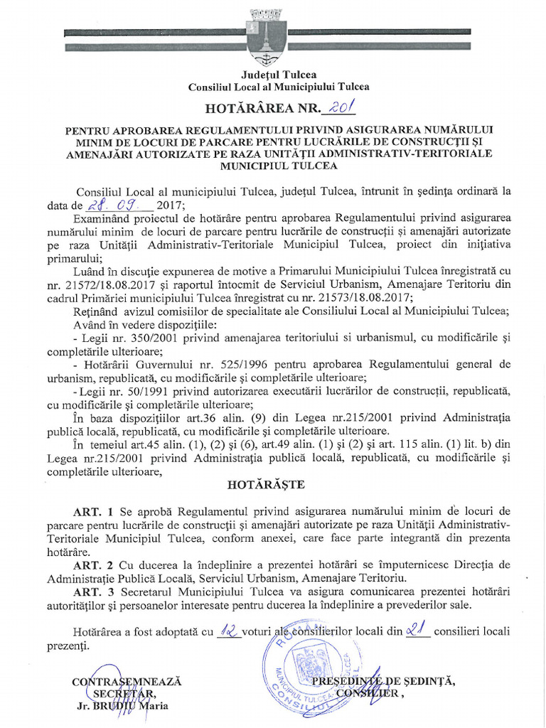 Hcl Locuri Parcare Tulcea | PDF