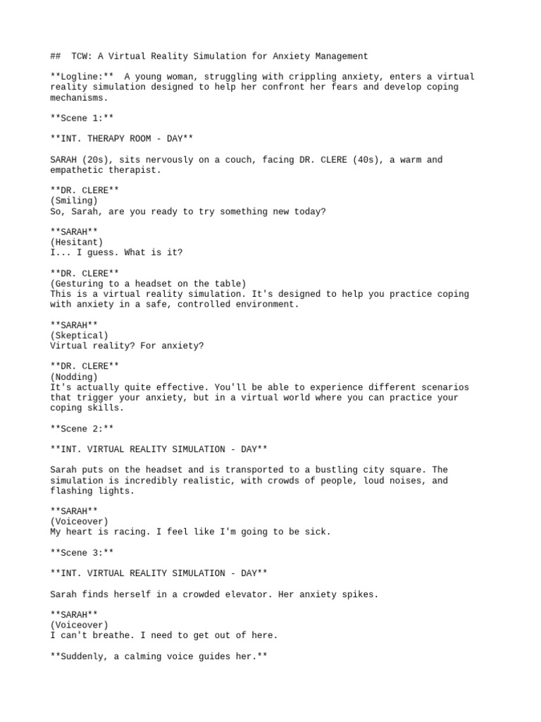 Emma Screenplay | PDF | Virtual Reality | Anxiety