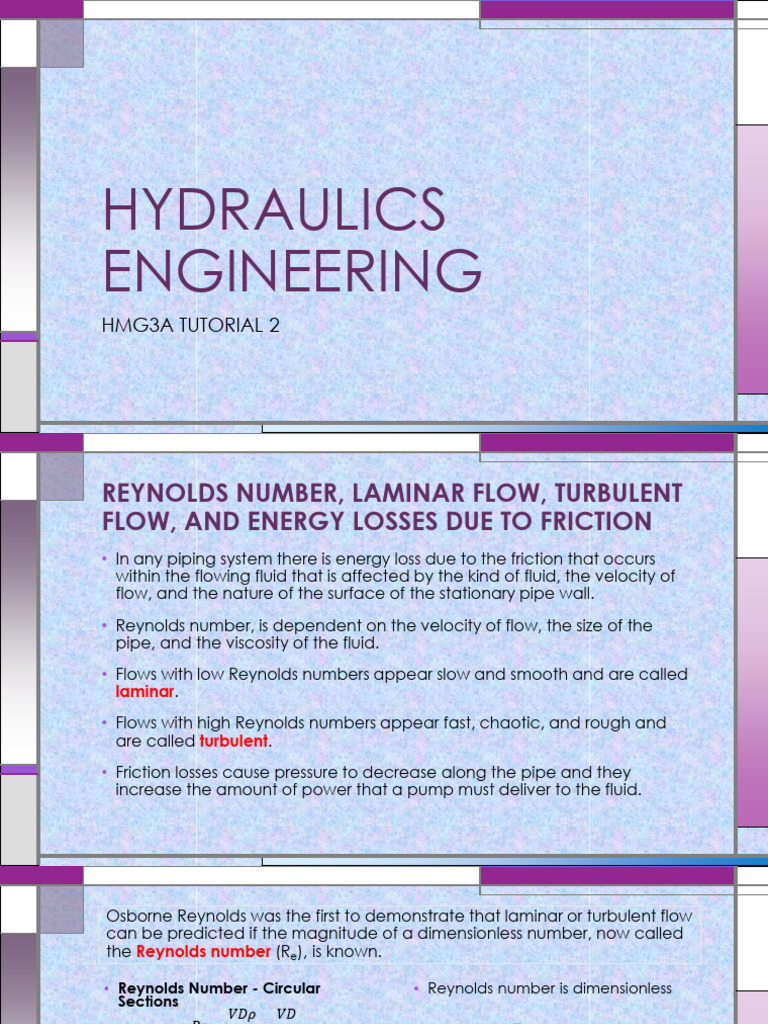 Hydraulics Engineering Hmg3a Tutorial 2 (22022018) | PDF | Reynolds Number | Fluid Dynamics