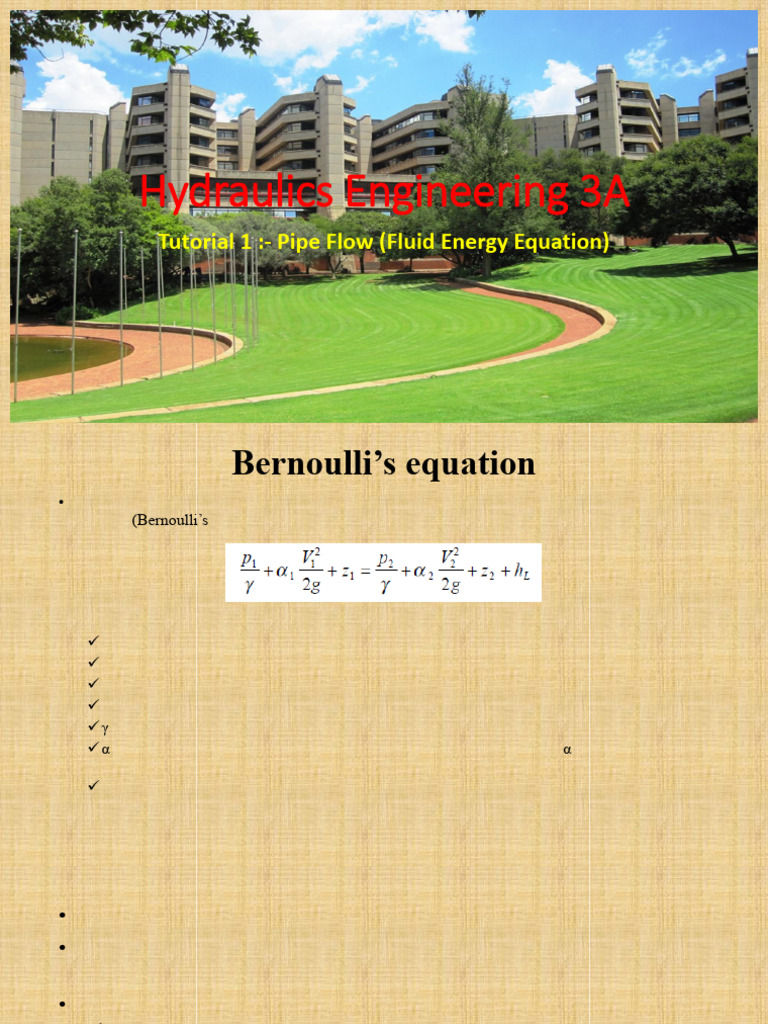 Pipe Flow and Bernoulli's Equation Guide | PDF | Fluid Dynamics | Gases