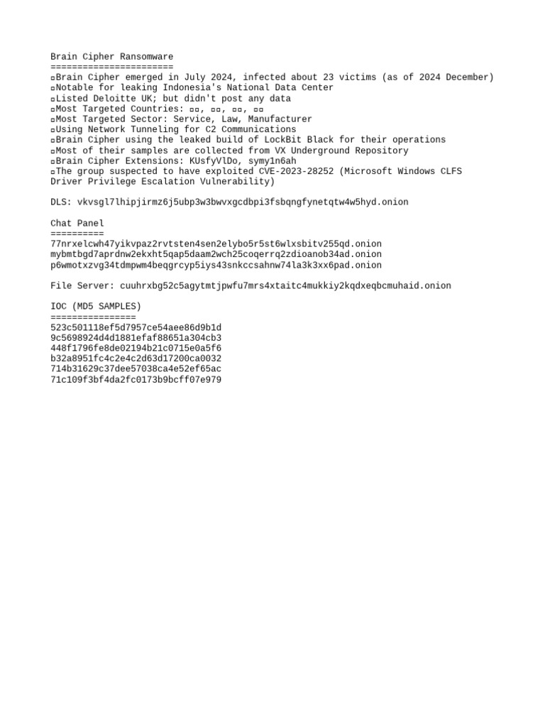 Brain Cipher Ransomware | PDF