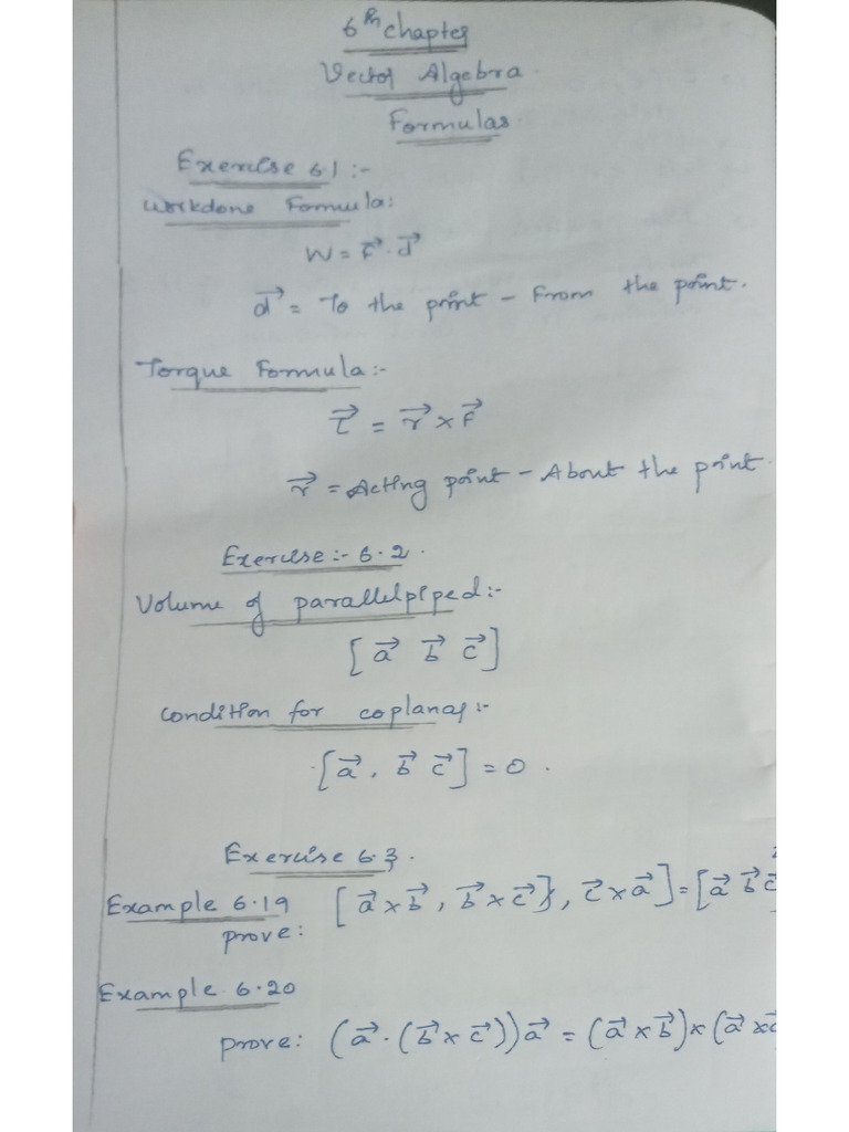 Maths Vector Algebra Formulas | PDF