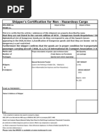 Non-Hazardous Cargo Certification | PDF | Dangerous Goods | Supply ...