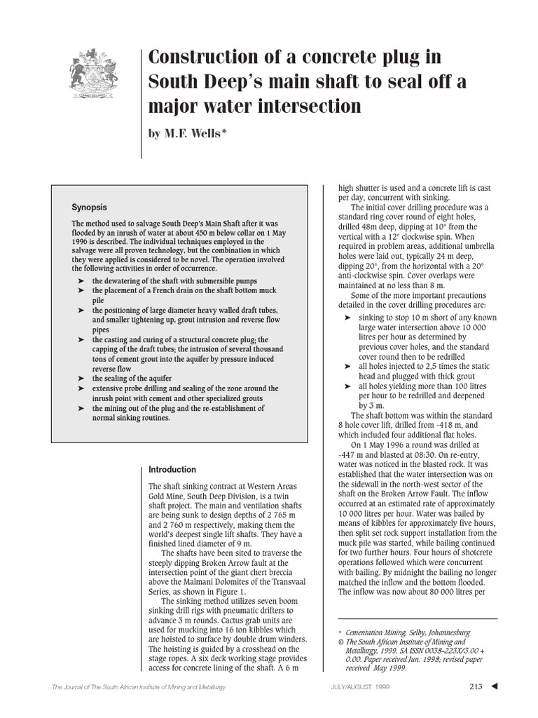 concrete plug v099n04p213 | PDF | Concrete | Deep Foundation