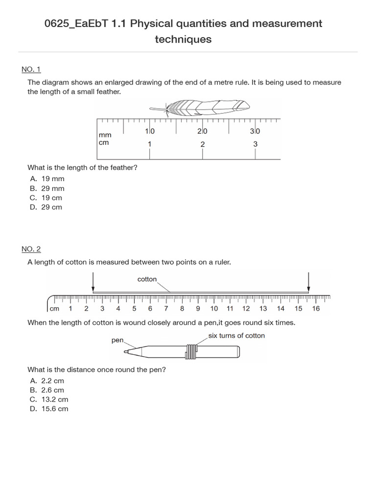 0625 - EaEbT 1.1 Physical Quantities and Measurement Techniques | PDF | Force | Velocity