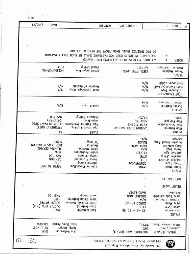 Chlorine Plant Equip Spec | PDF