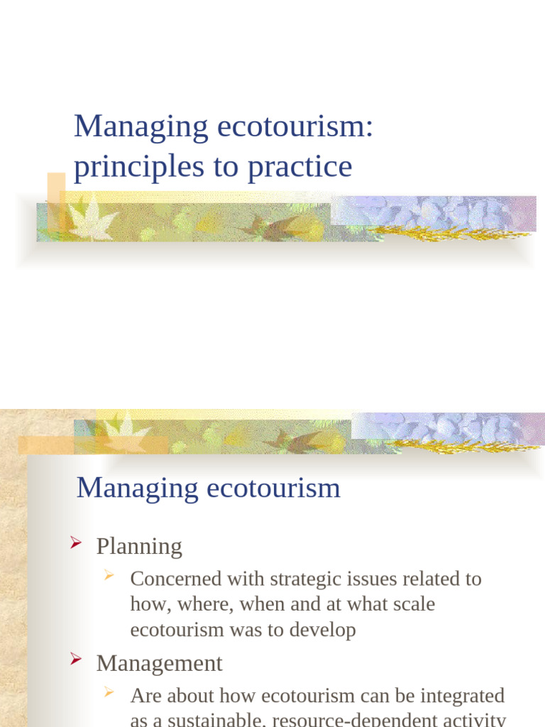 Week 6 Managing - Ecotourism | PDF | Tourism | Hunting