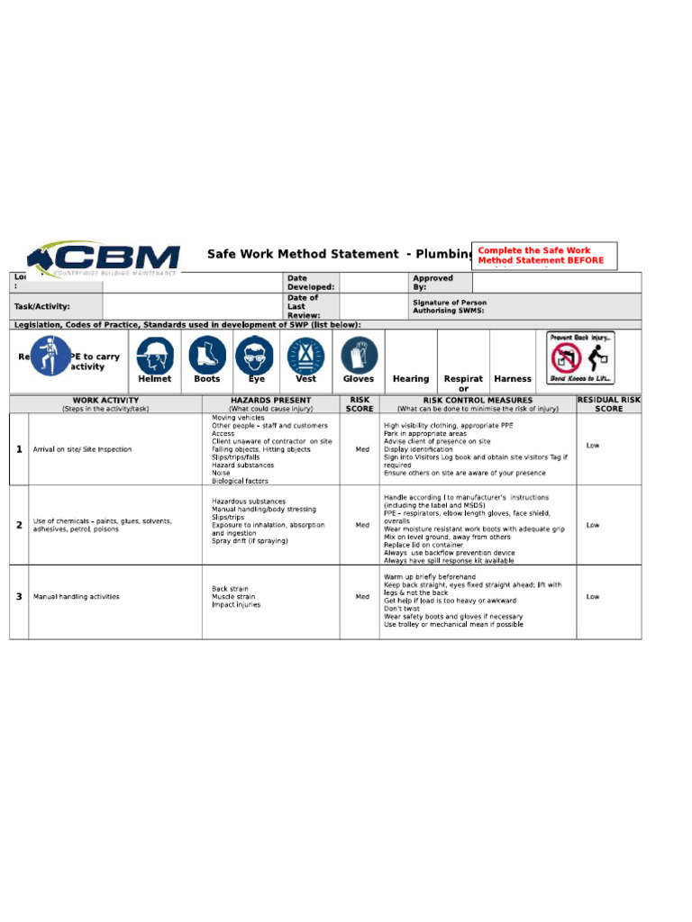 Plumbing Risk Assessement | PDF