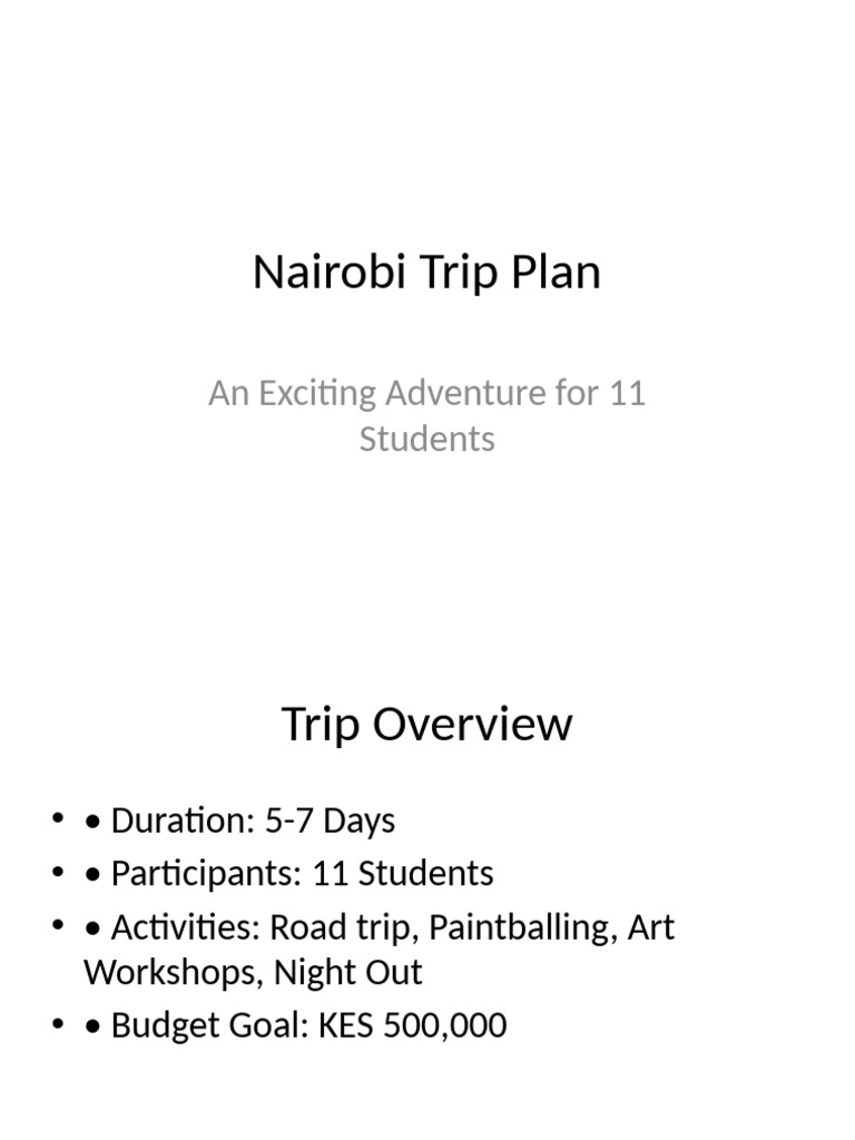 Nairobi Trip Plan | PDF
