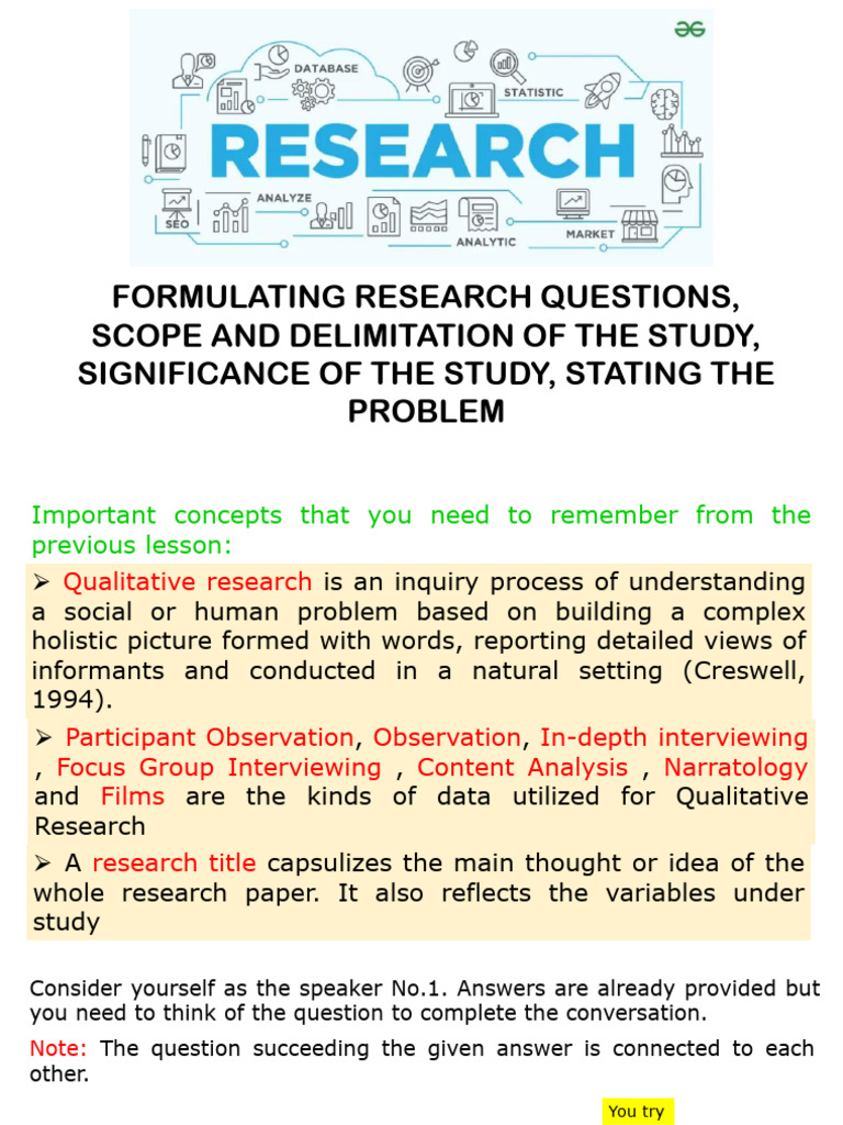 Practical Research 1 - Formulating Research Questions | PDF | Essays ...