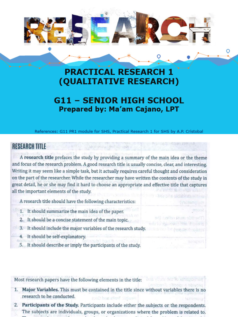 PR1-Lesson 2 research title | PDF
