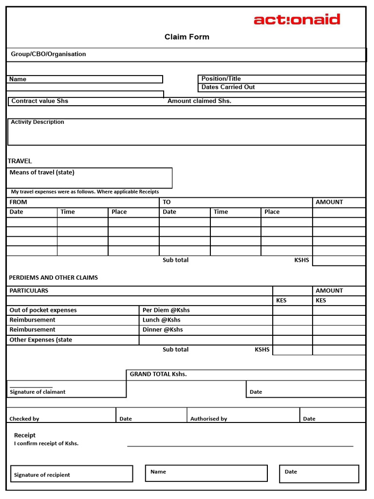 Payment Claim Form Template | PDF