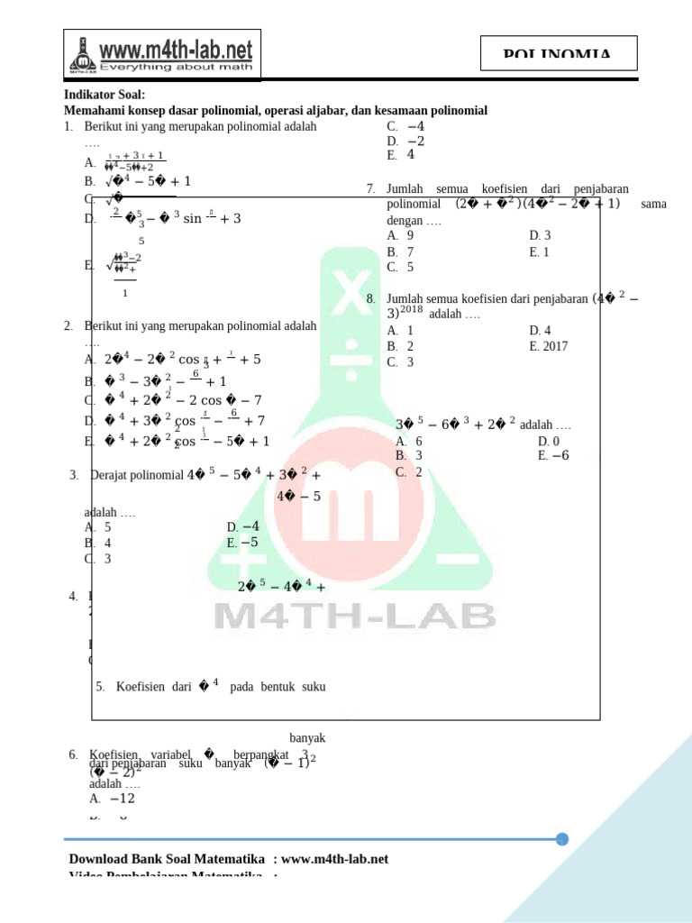 POLINOMIAL-Konsep Dasar | PDF