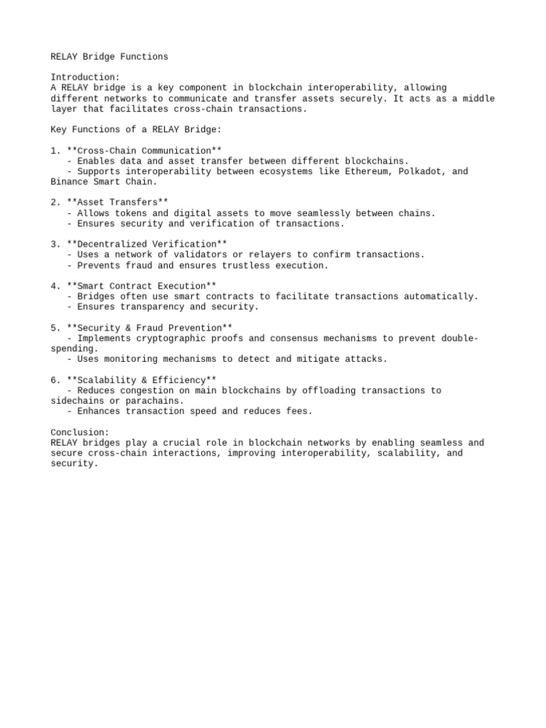 RELAY Bridge Functions | PDF