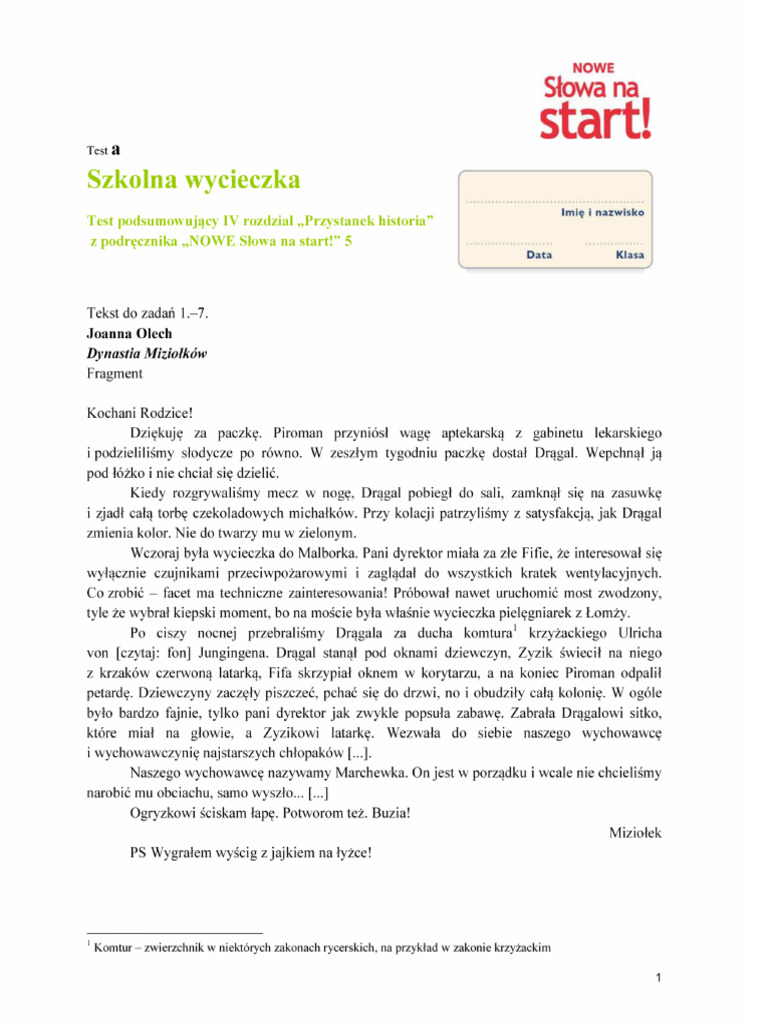 SPR 4 Klasa 5 Polski | PDF