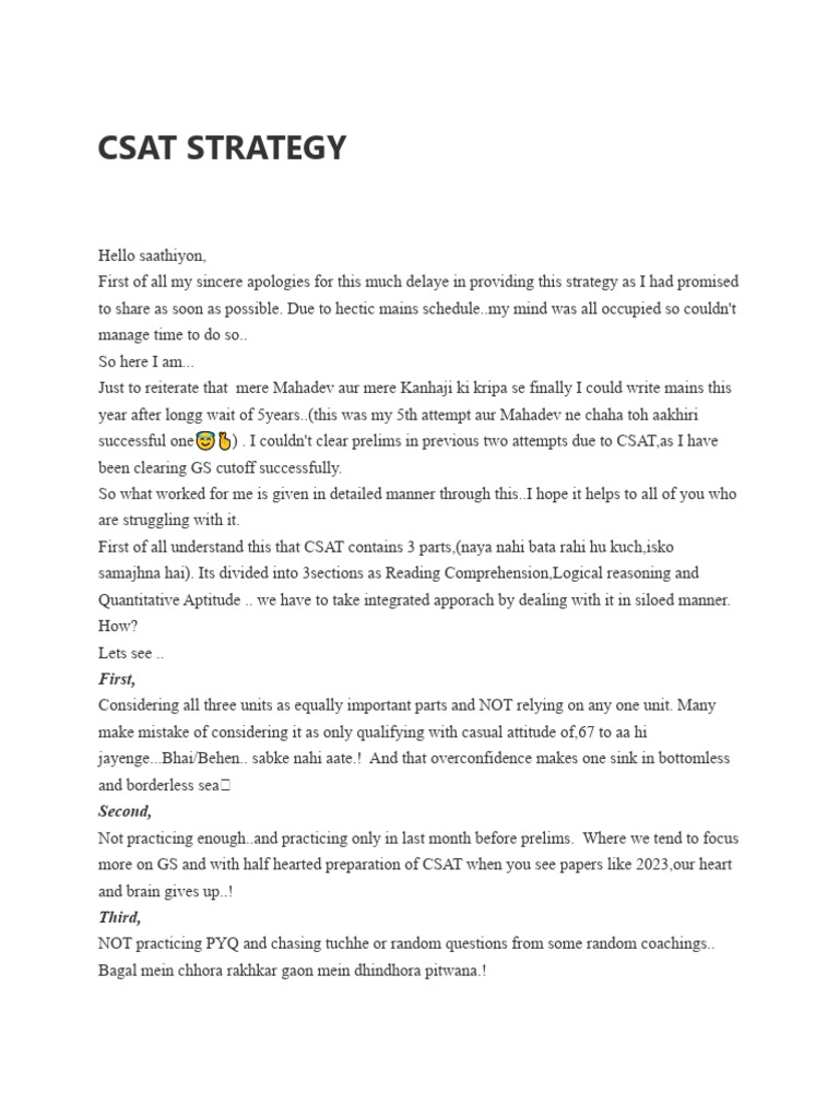 Csat Strategy | PDF