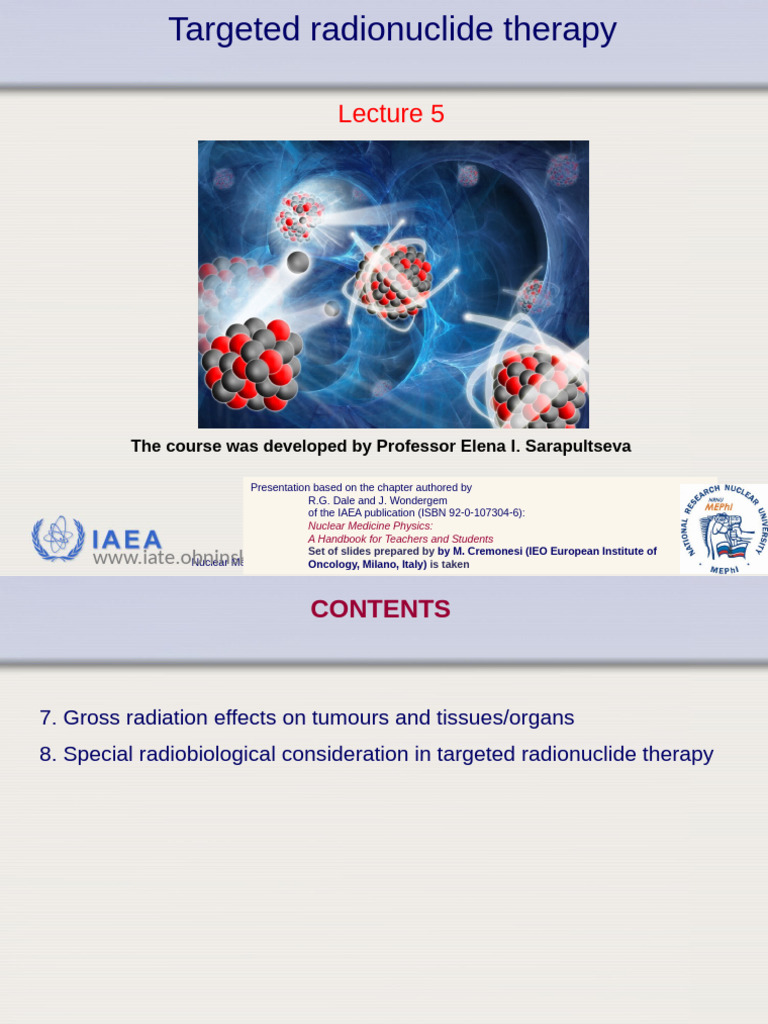 Lecture - Targeted Radionuclide Therapy | PDF | Radiation Therapy ...