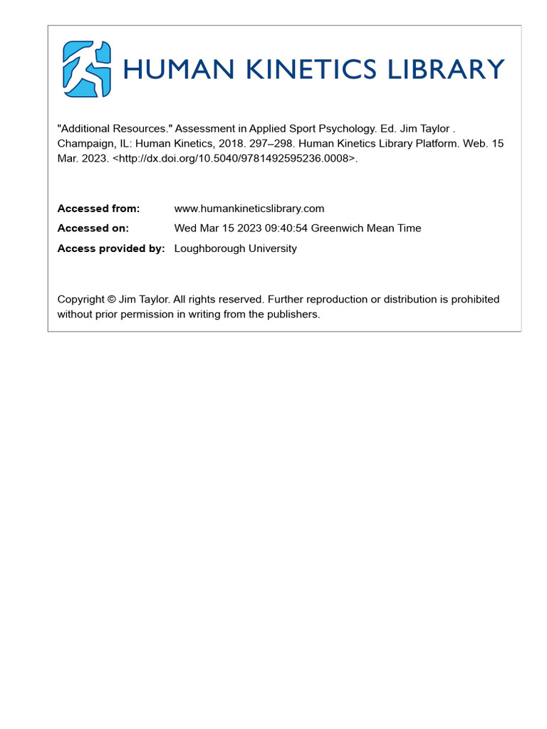 Human Kinetics Library Platform - Additional Resources | PDF | Mental Health | Mental Disorder