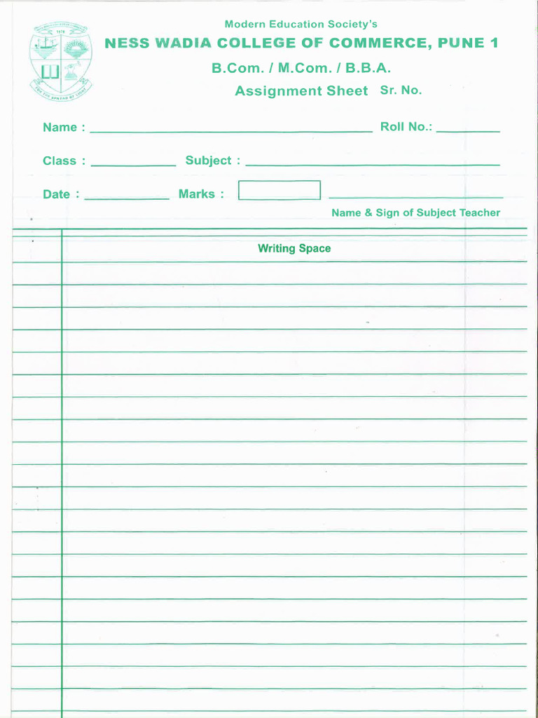 Assignment Sheet Sample 1 | PDF