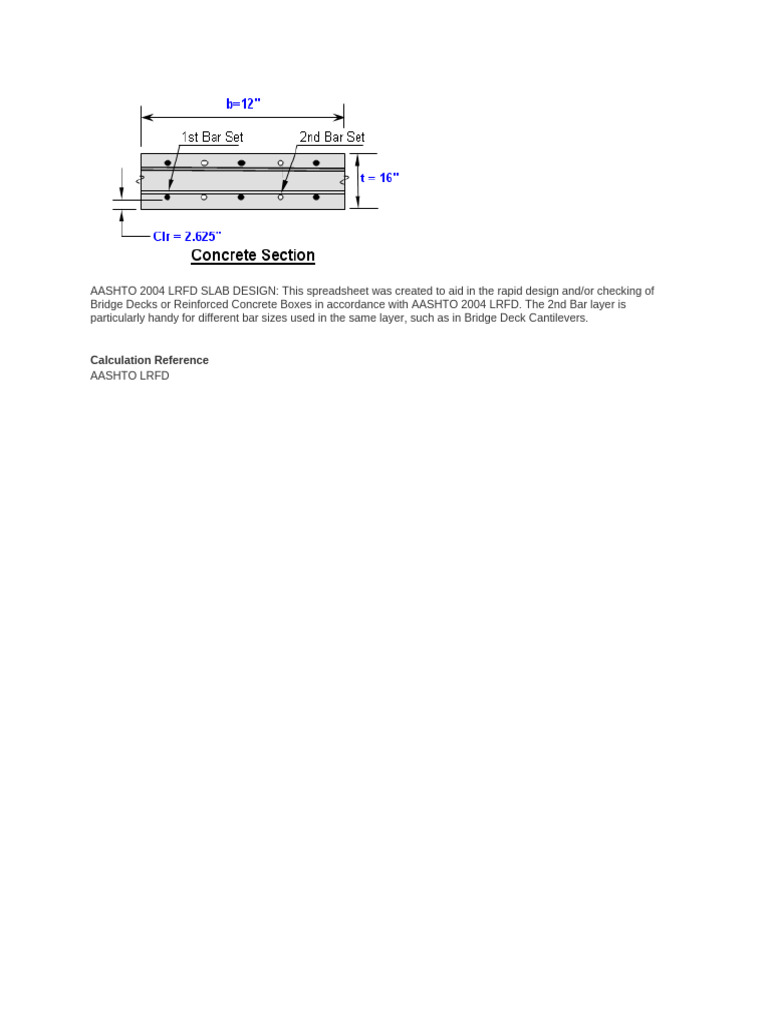 AASHTO 2004 LRFD Slab Design Tool | PDF