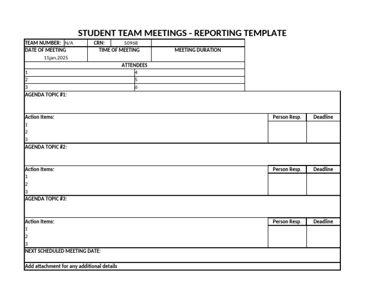 Team Meetings Log - Reporting Template | PDF